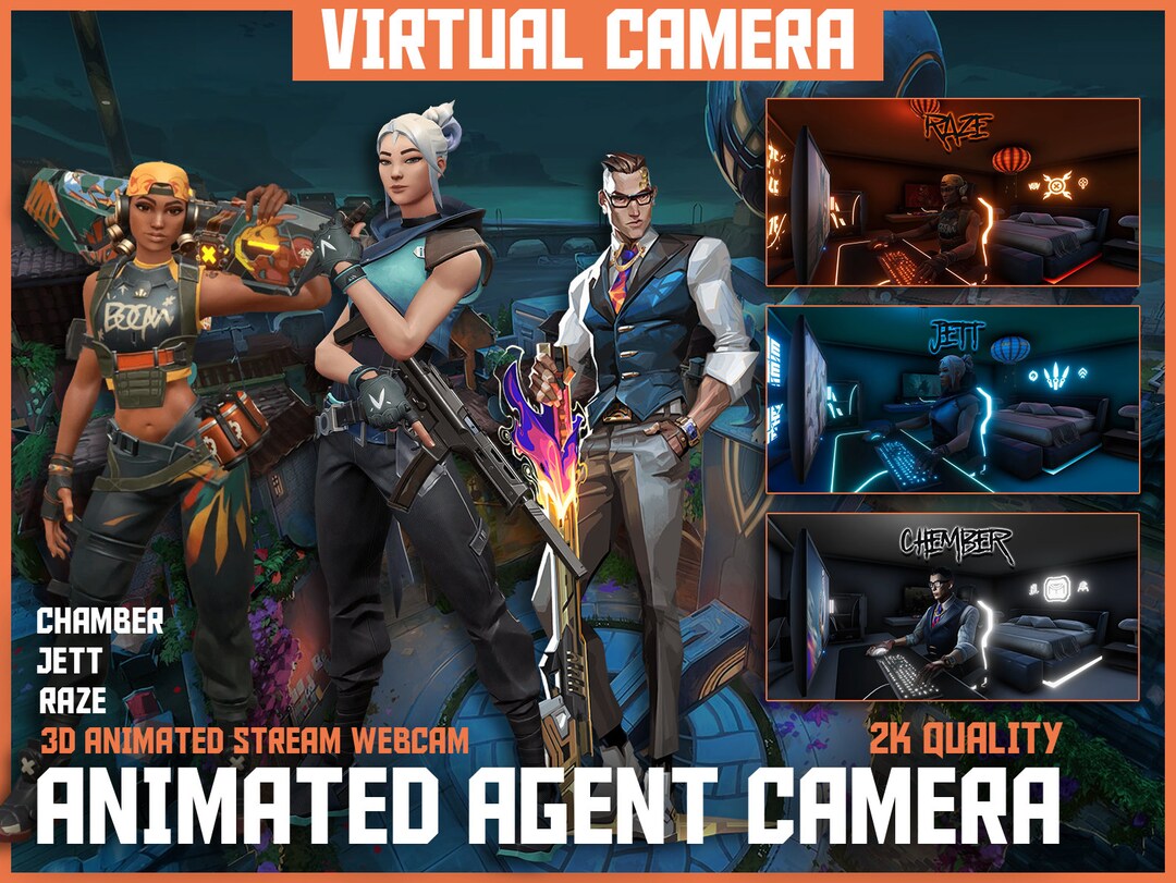 HD Valorant 3 Animated Virtual Camera (jett / Raze / Chamber) - 1080p ...