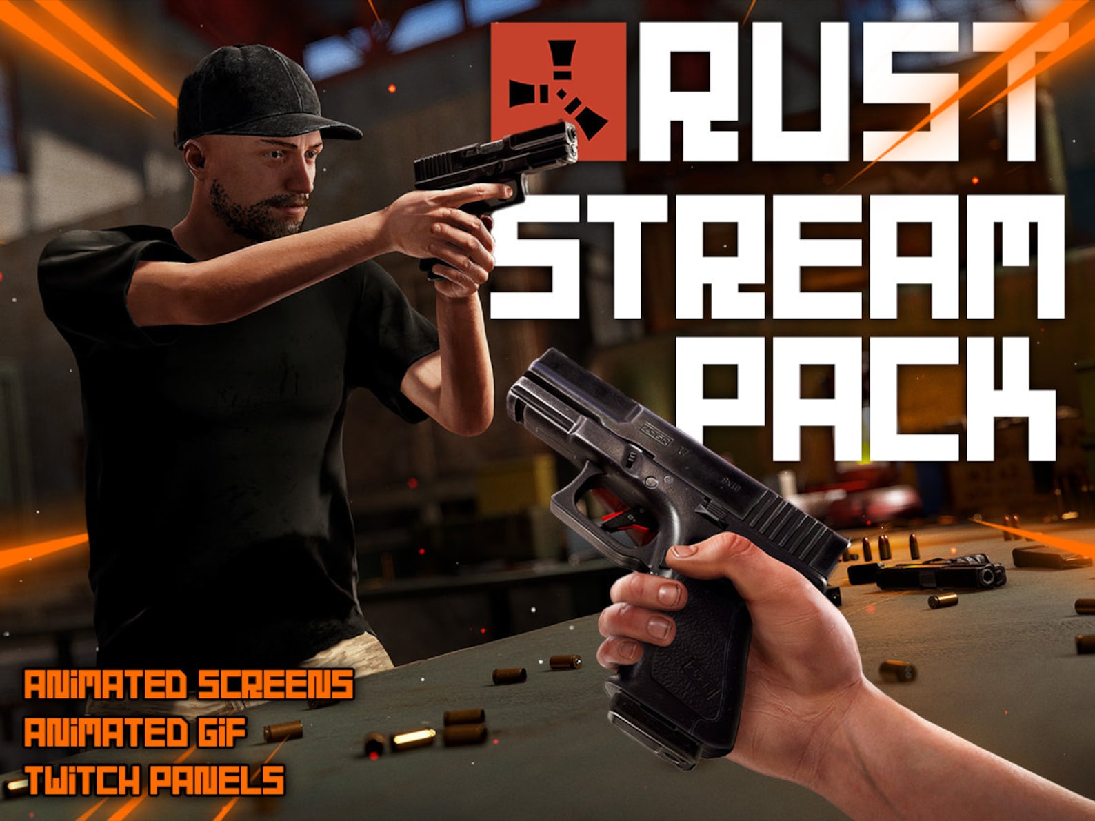 Rust Game Animated Twitch Overlay Package | Starting, Pause, Ending ...