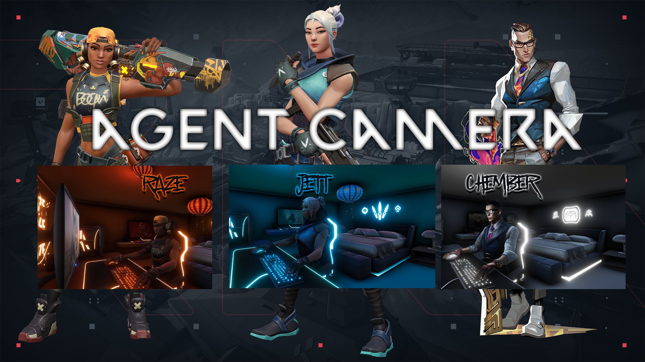 HD Valorant 3 Animated Virtual Camera jett / Raze / Chamber 1080p Loop ...