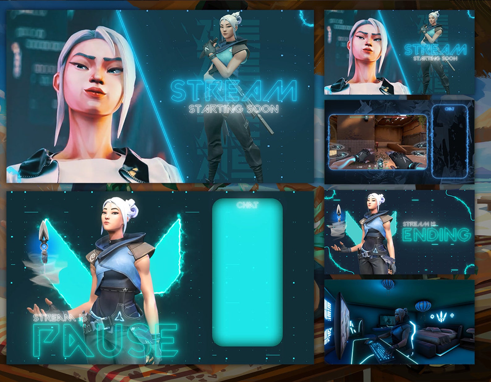 JETT Valorant Stream Overlays Pack Cute JETT Stream Overlays Twitch ...