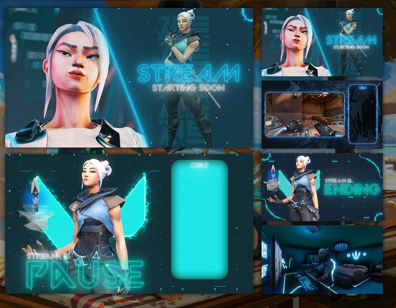 JETT Valorant Stream Overlays Pack Cute JETT Stream Overlays Twitch ...