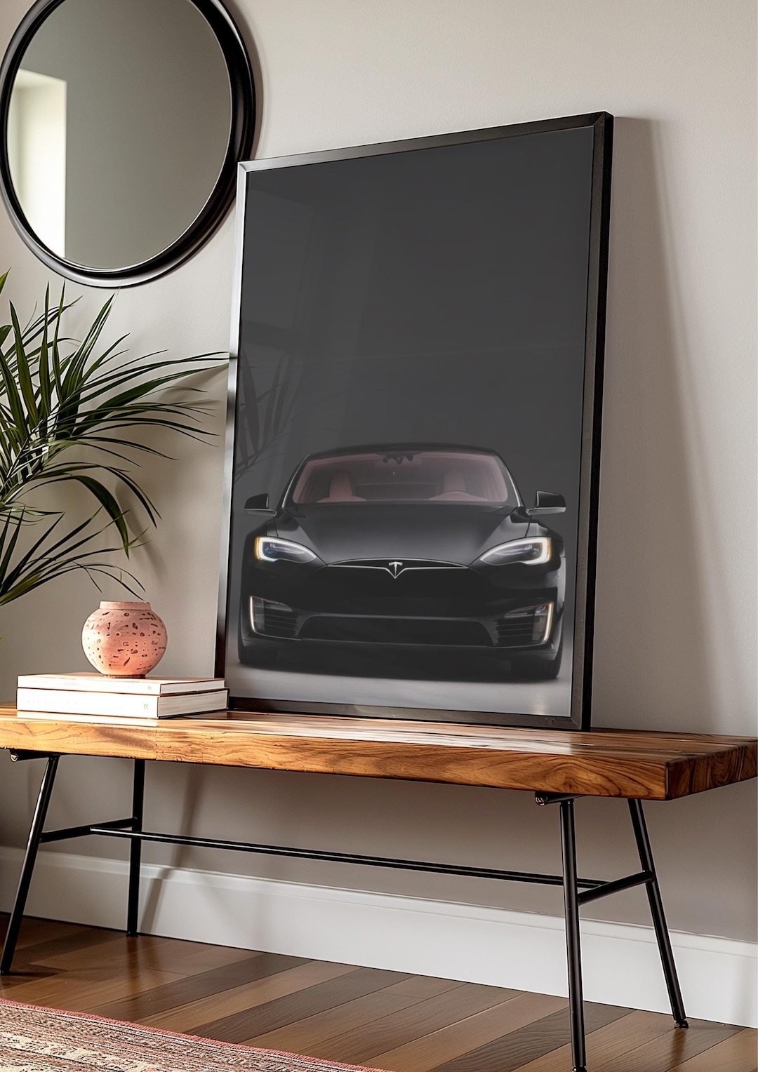 Black Tesla Model S Poster, Sleek Sports Car Wall Art for Garage or ...