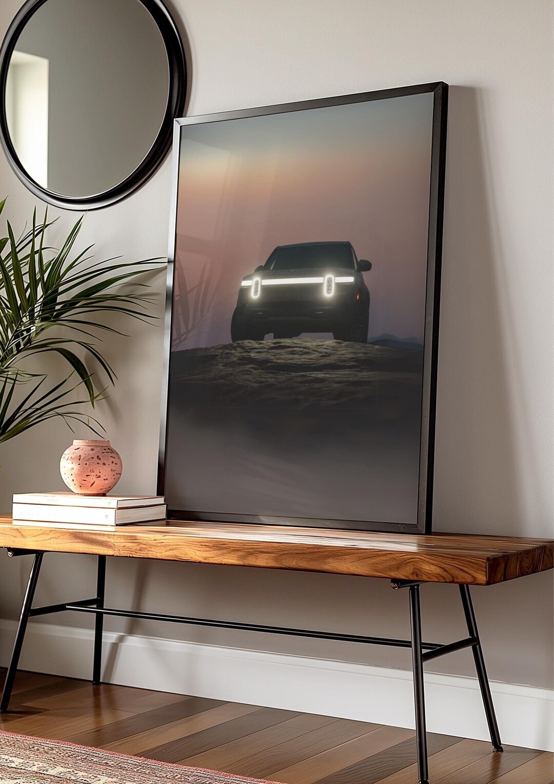 Rivian Electric Car Poster, Minimal Car Art for Man Cave Wall Decor, EV ...