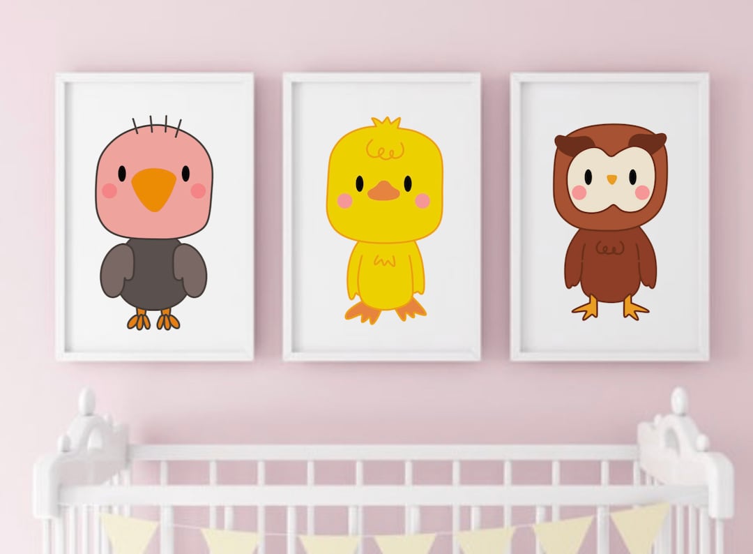 Baby Poster, Set of 3, Baby Bird Poster, Downloadable Wall Art, Nursery ...