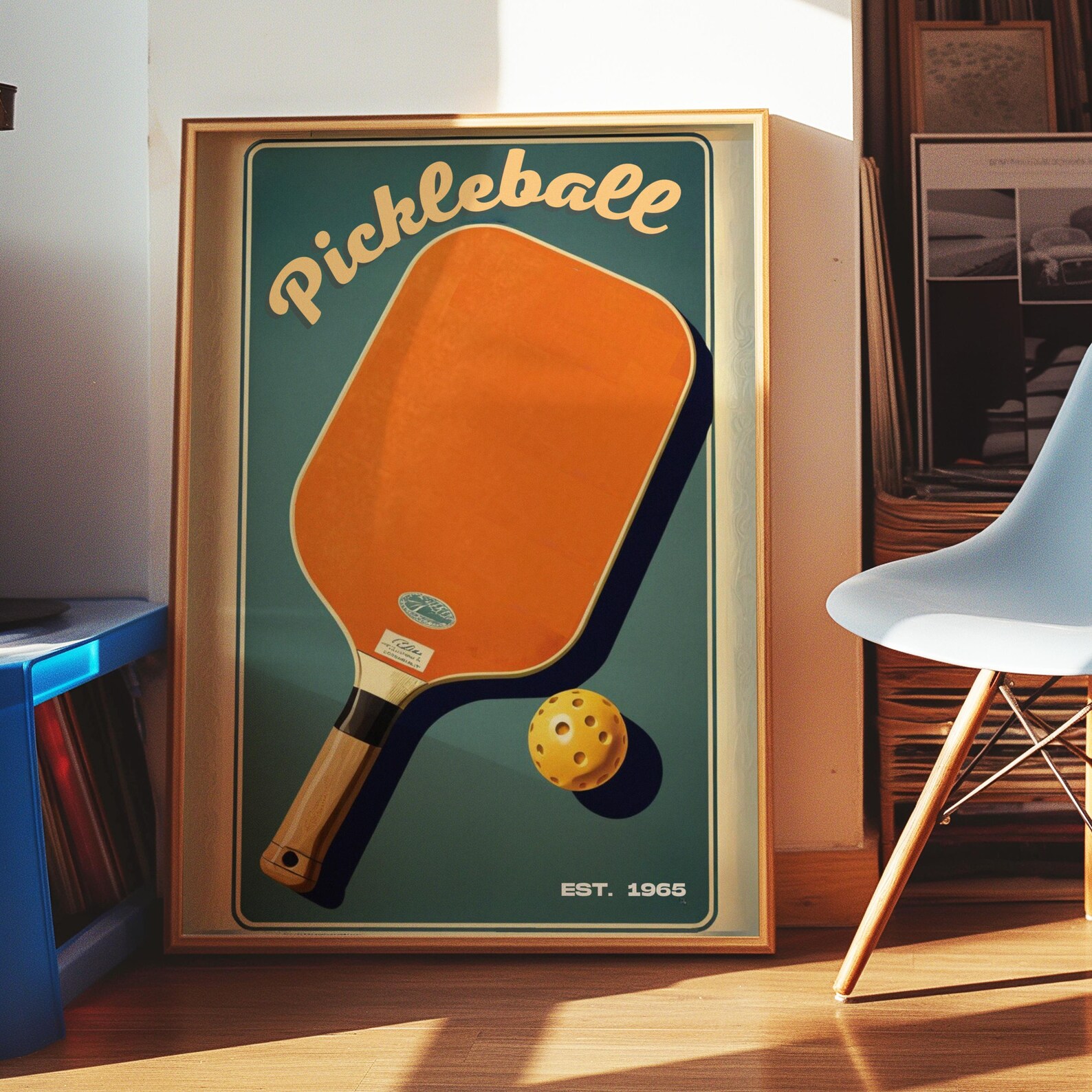 Vintage Pickleball Paddle Art Print, Retro Pickleball Poster for Sports ...