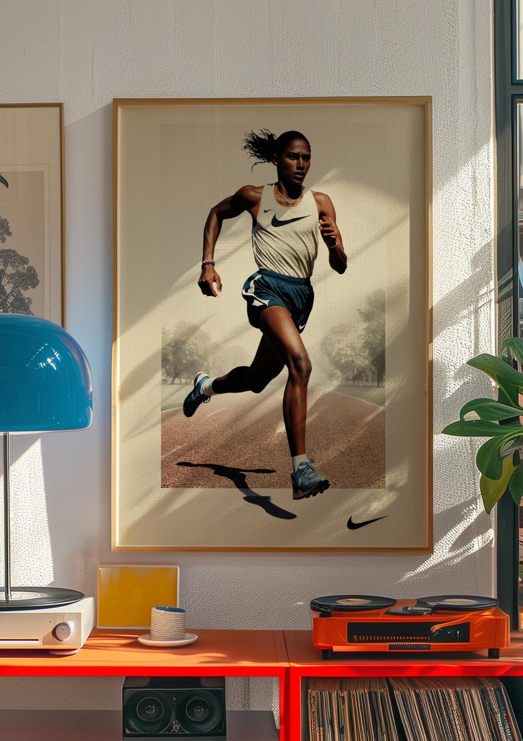 Vintage Nike Poster, Woman Running Framed Print, Retro Running Art ...