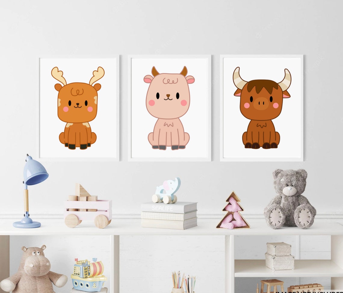 Baby Poster Set of 3 Baby Animals Poster Downloadable Wall - Etsy