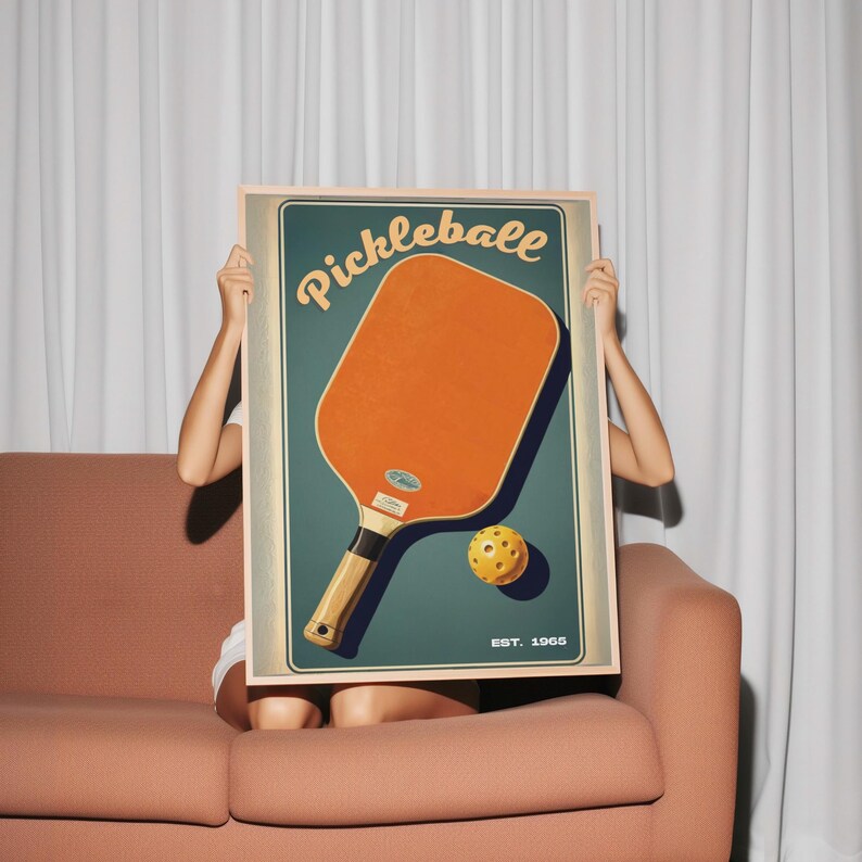 Vintage Pickleball Paddle Art Print, Retro Pickleball Poster for Sports ...