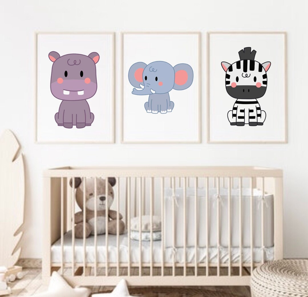 Baby Poster, Set of 3, Baby Zoo Animal Poster, Downloadable Wall Art ...