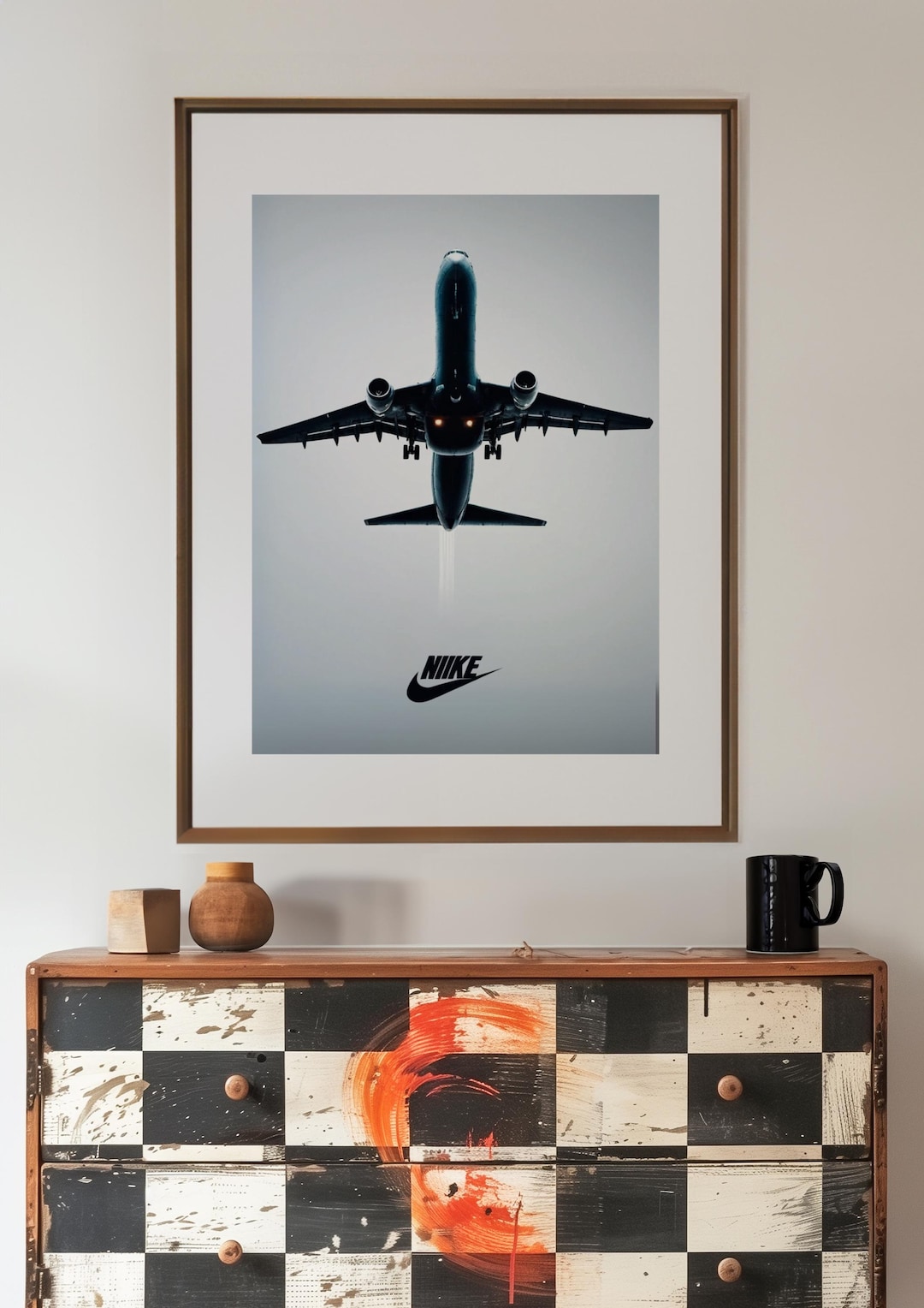 Vintage Nike Sneaker Airplane Poster, Minimalist Aviation Wall Art ...