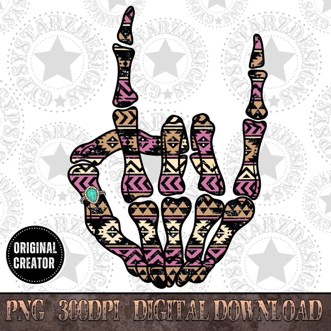 Aztec Western Skeleton Hand Png, Goth Western PNG, Western PNG, Png ...