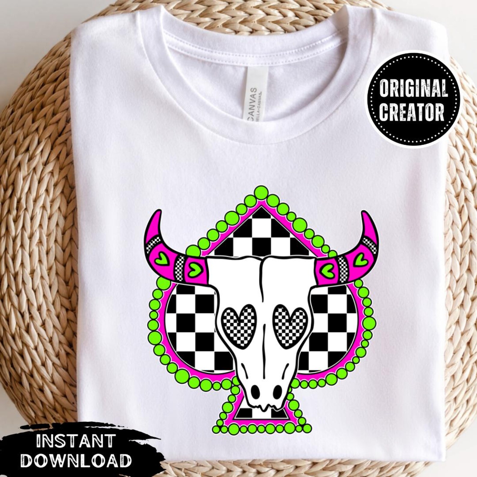 Retro Western Png, Checkered Print Bull, Western PNG, Png File, Instant ...