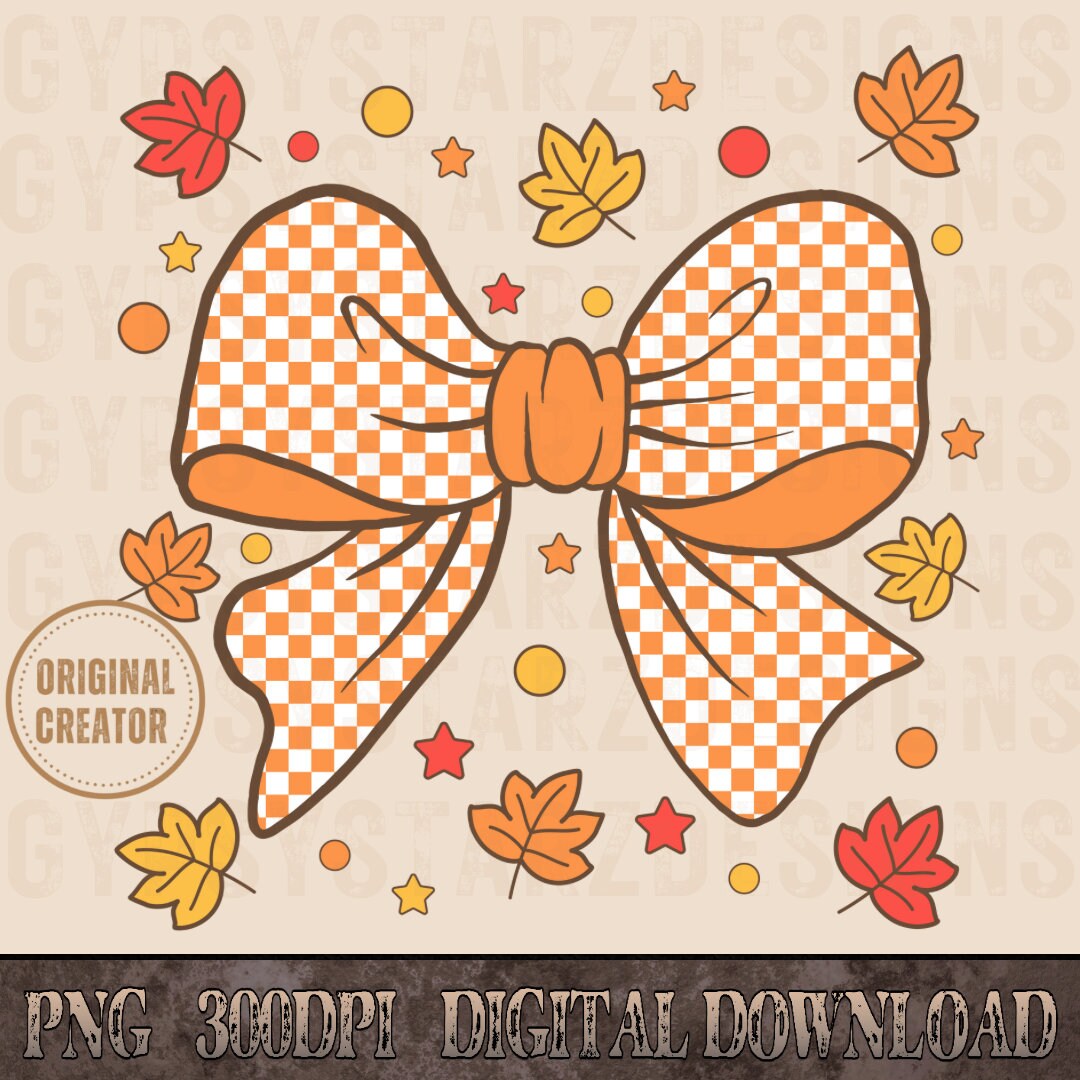 Fall Coquette PNG, Fall Bow Sublimation PNG, Instant Download, Retro ...