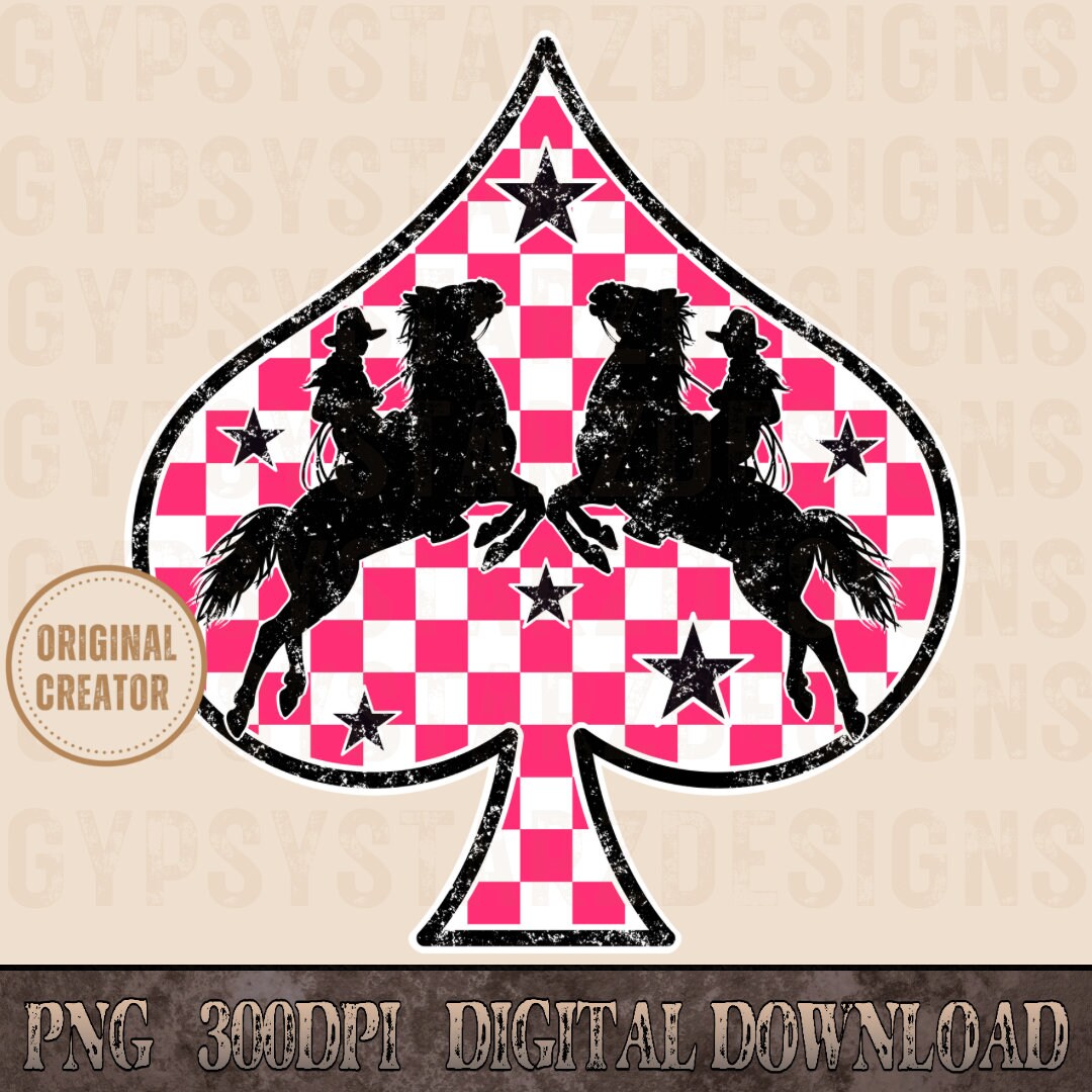 Retro Cowgirl Spade PNG, Checkered Western Design (digital Download) - Etsy