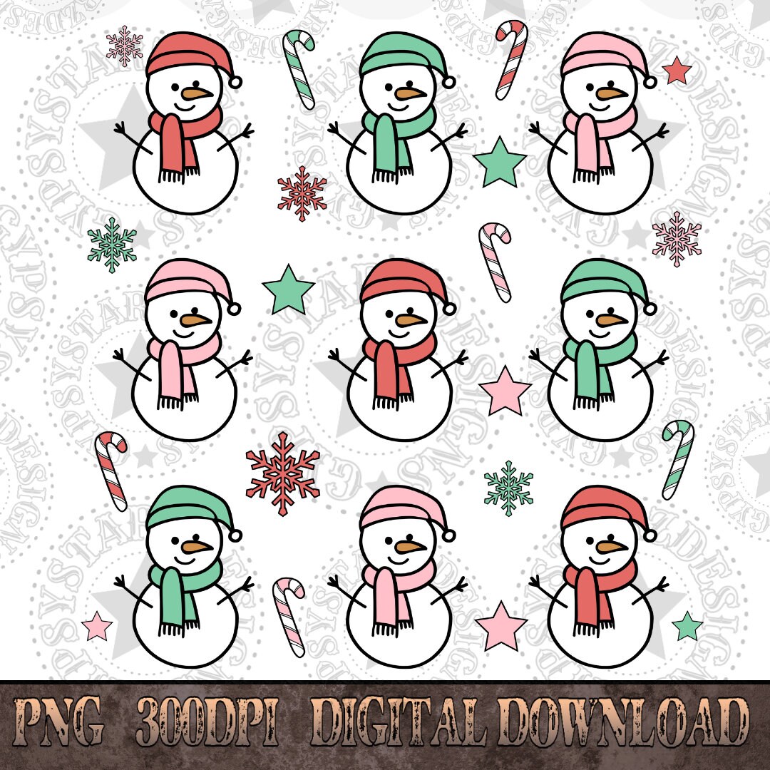 Cute Snowman PNG, Instant Download, Digital Download, Retro Christmas ...