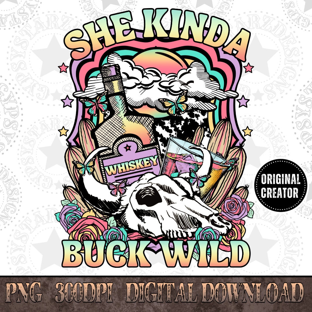 Buck Wild Western PNG Design | Boho Sublimation Download - Etsy
