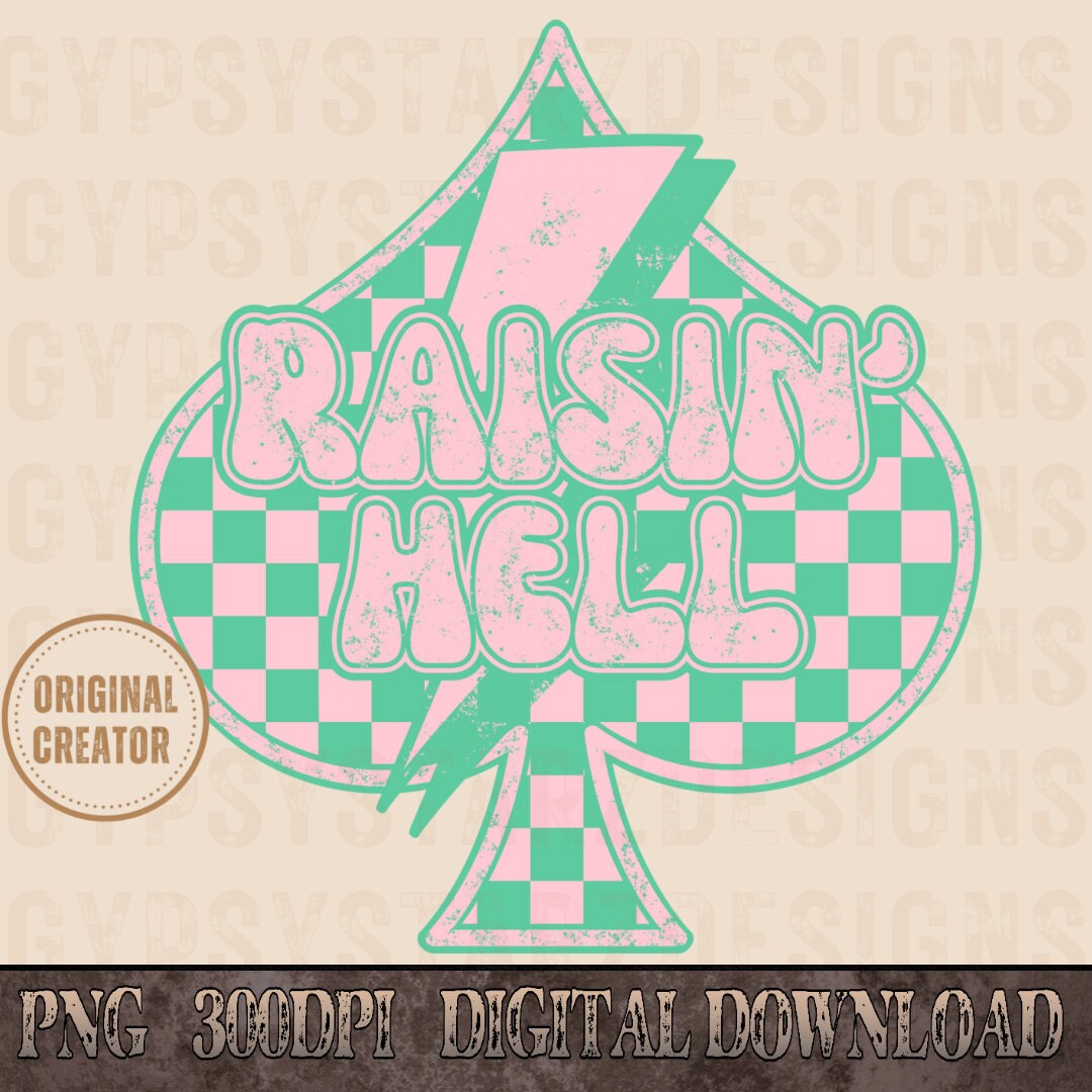 Raisin Hell Retro Western Png, Checkered Print Cowboy, Western PNG, Png ...