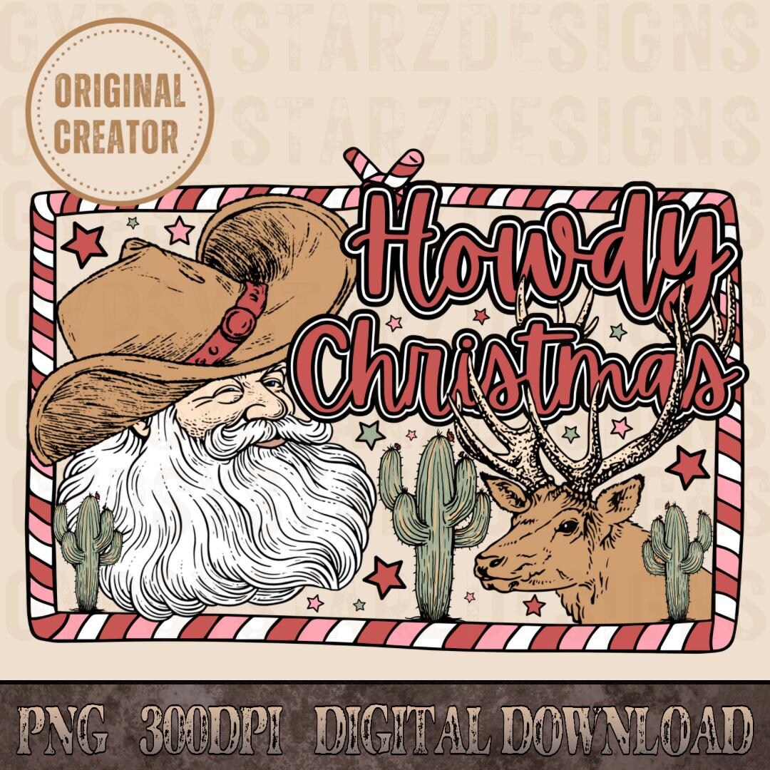 Santa Cowboy PNG, Howdy Christmas, Western Santa Sublimation, Christmas ...