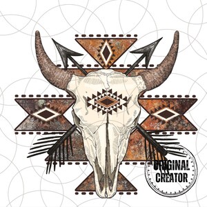 Aztec Bull Skull PNG, Western Shirt Design (digital Download) - Etsy