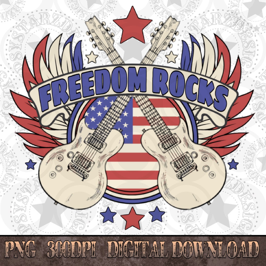 Freedom Rocks Png Design | Patriotic Western PNG Sublimations, Designs ...