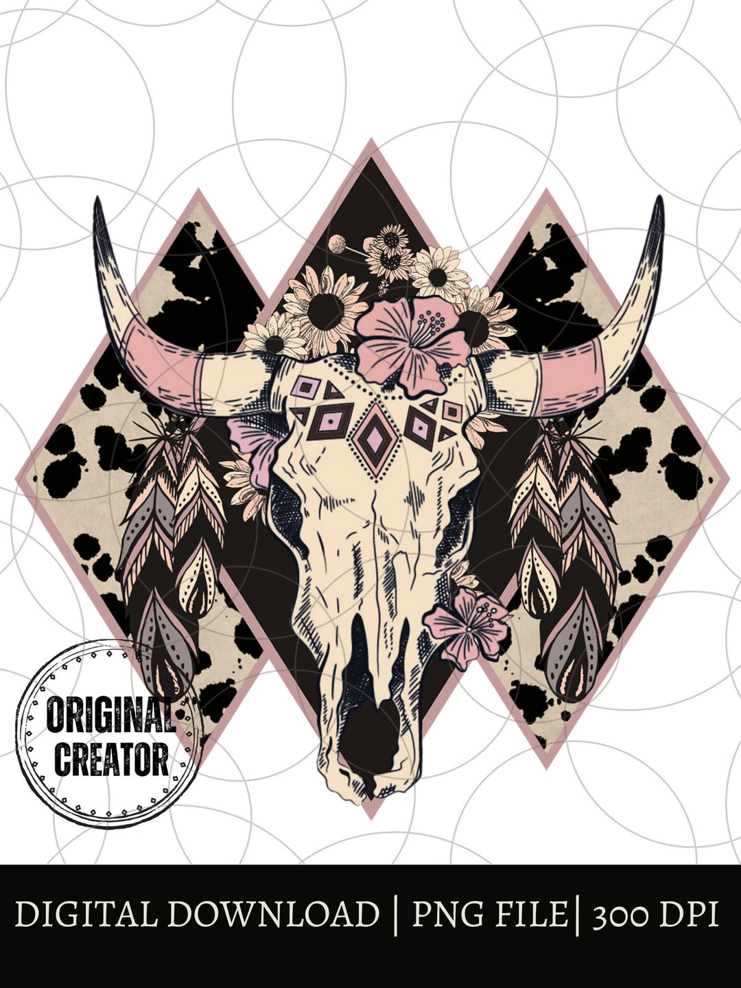 Aztec Western Bull Skull Png Western PNG Western PNG Png - Etsy