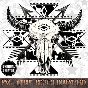 Cow Print Aztec Western Bull Skull Png, Western PNG, Western PNG, Png ...