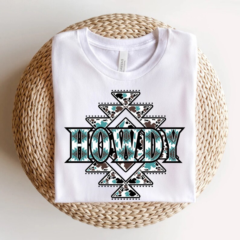 Howdy Aztec Cow Print PNG, Western Sublimation Design (digital Download ...