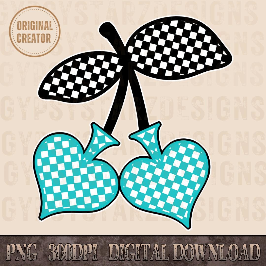 Retro Spade Png, Checkered Print Cherries, Western PNG, Png File ...