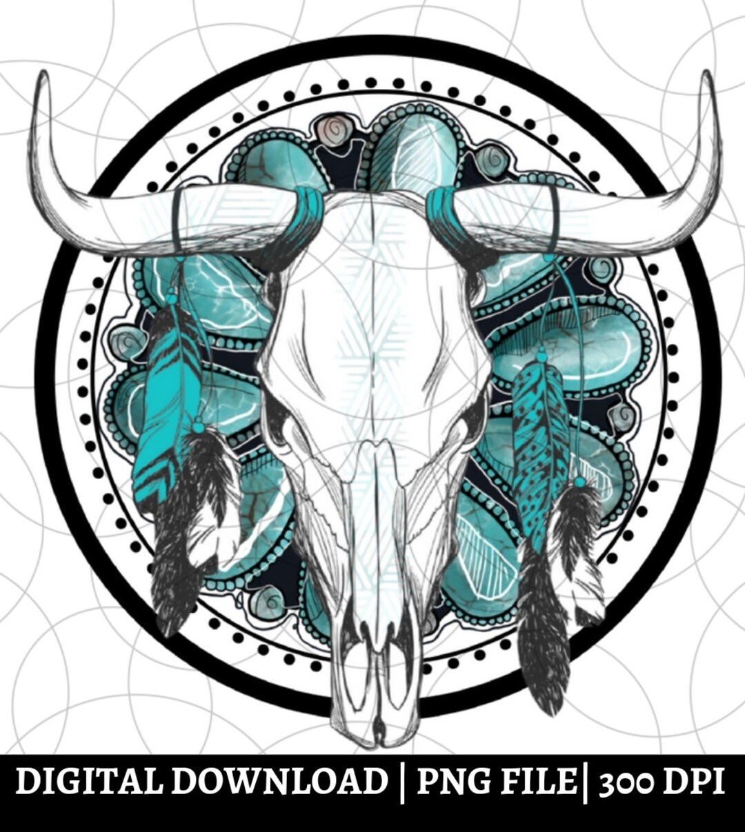 Aztec Western Bull Skull Png Western PNG Western PNG Png - Etsy