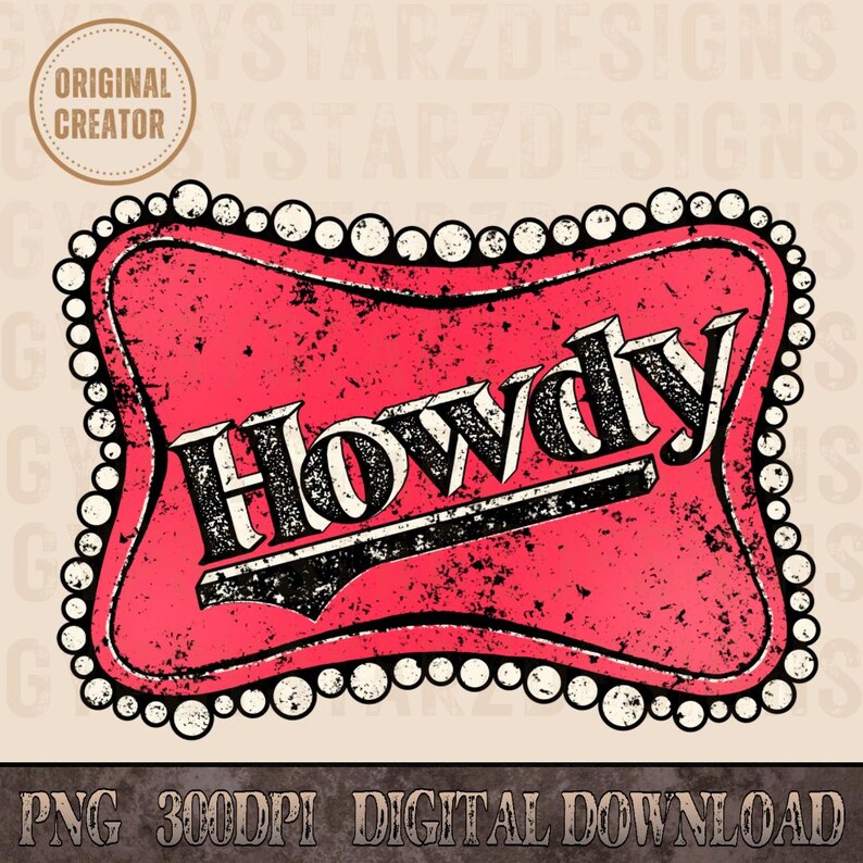 Howdy Western Belt Buckle PNG, Sublimation Design (digital Download) - Etsy