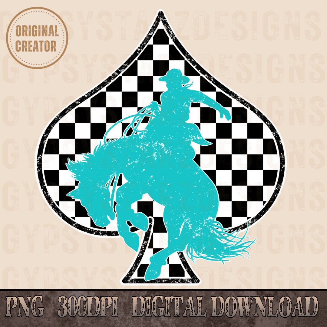 Retro Rodeo Rider PNG, Checkered Western Design (digital Download) - Etsy