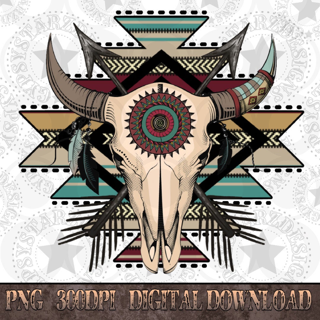 Aztec Western Bull Skull Png, Western PNG, Western PNG, Png File ...