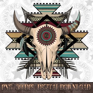 Aztec Western Bull Skull Png Western PNG Western PNG Png - Etsy