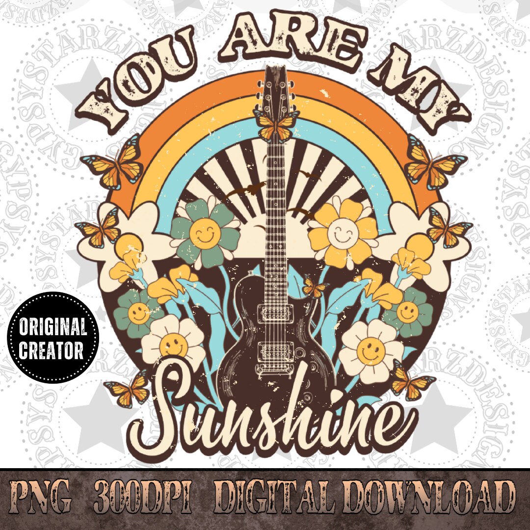 Retro Sunshine Design, You Are My Sunshine PNG, Png File, Instant ...