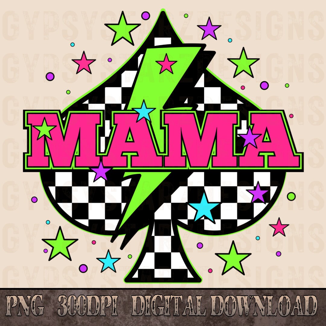 Retro Neon Mama PNG, Checkered Mama, Retro Print Png File, Instant ...
