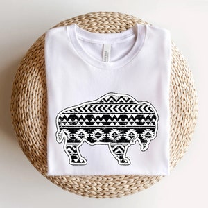 Western Buffalo Png, Bison Animal Print Aztec Western Buffalo Png ...