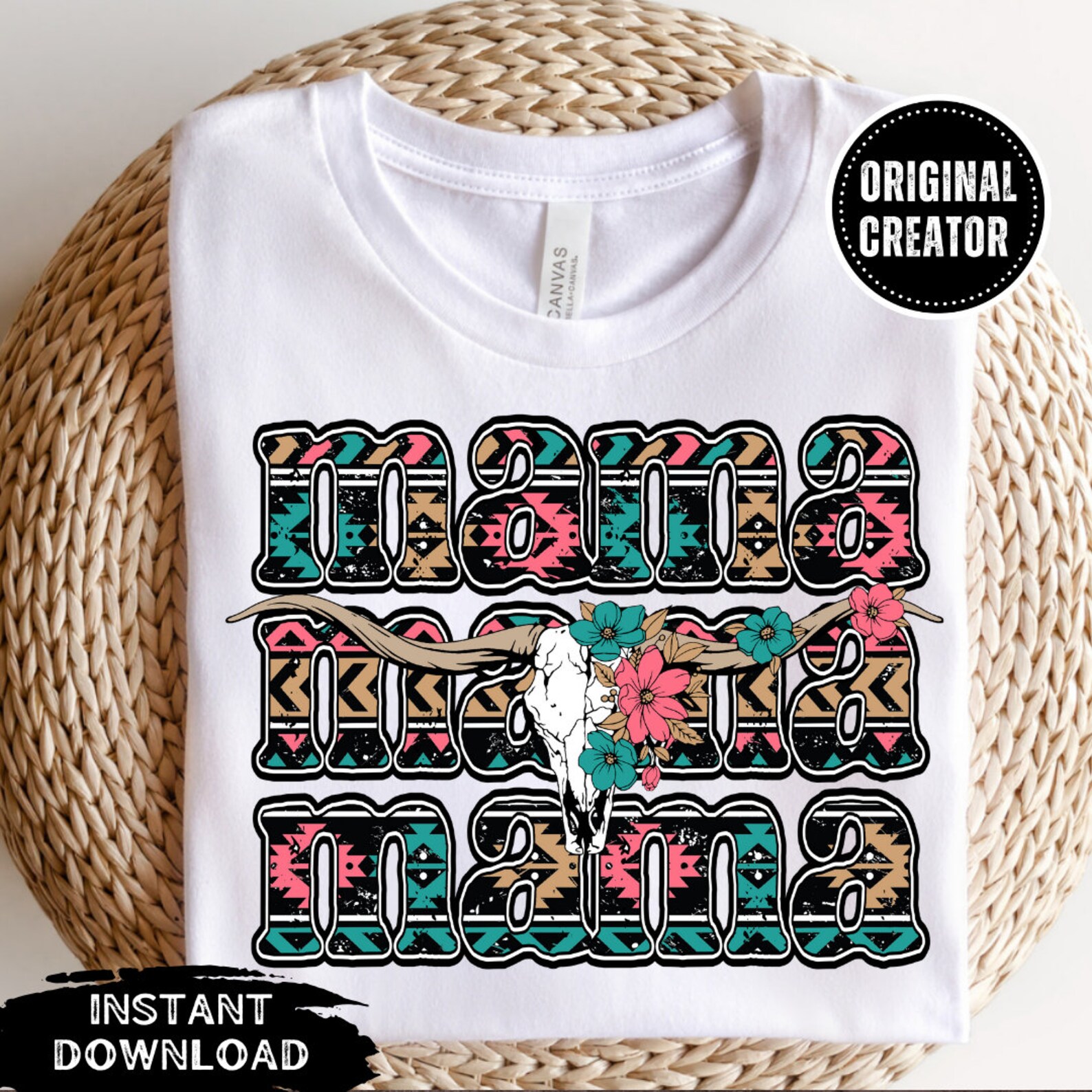 Mama Aztec Longhorn PNG, Western Sublimation Design (digital Download ...