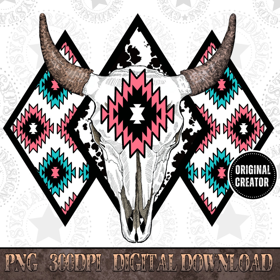 Aztec Western Bull Skull Png, Western PNG, Western PNG, Png File ...
