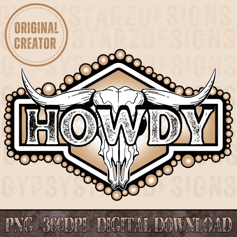 Howdy Western Skull PNG, Sublimation Design (digital Download) - Etsy