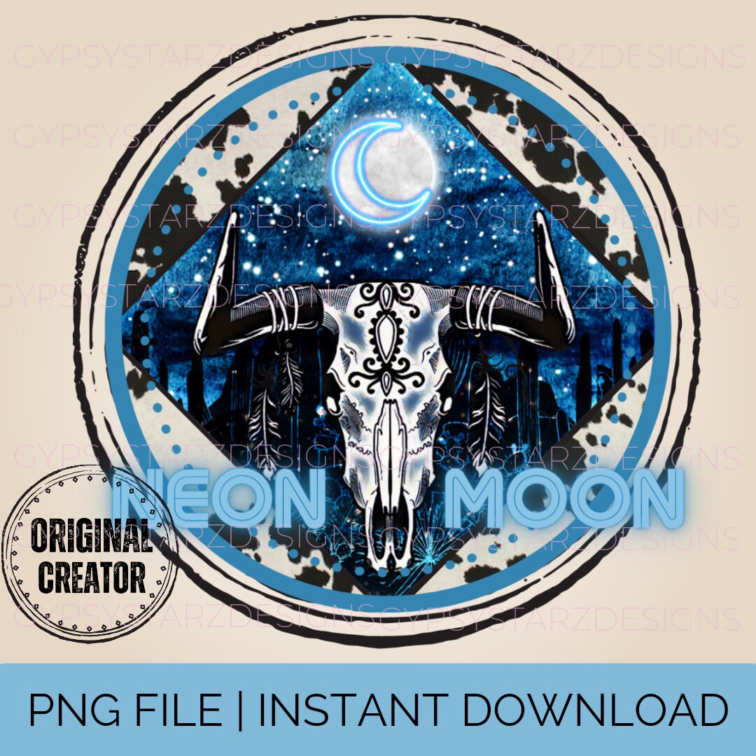 Neon Moon Western Sublimation Png Western PNG Sublimations - Etsy