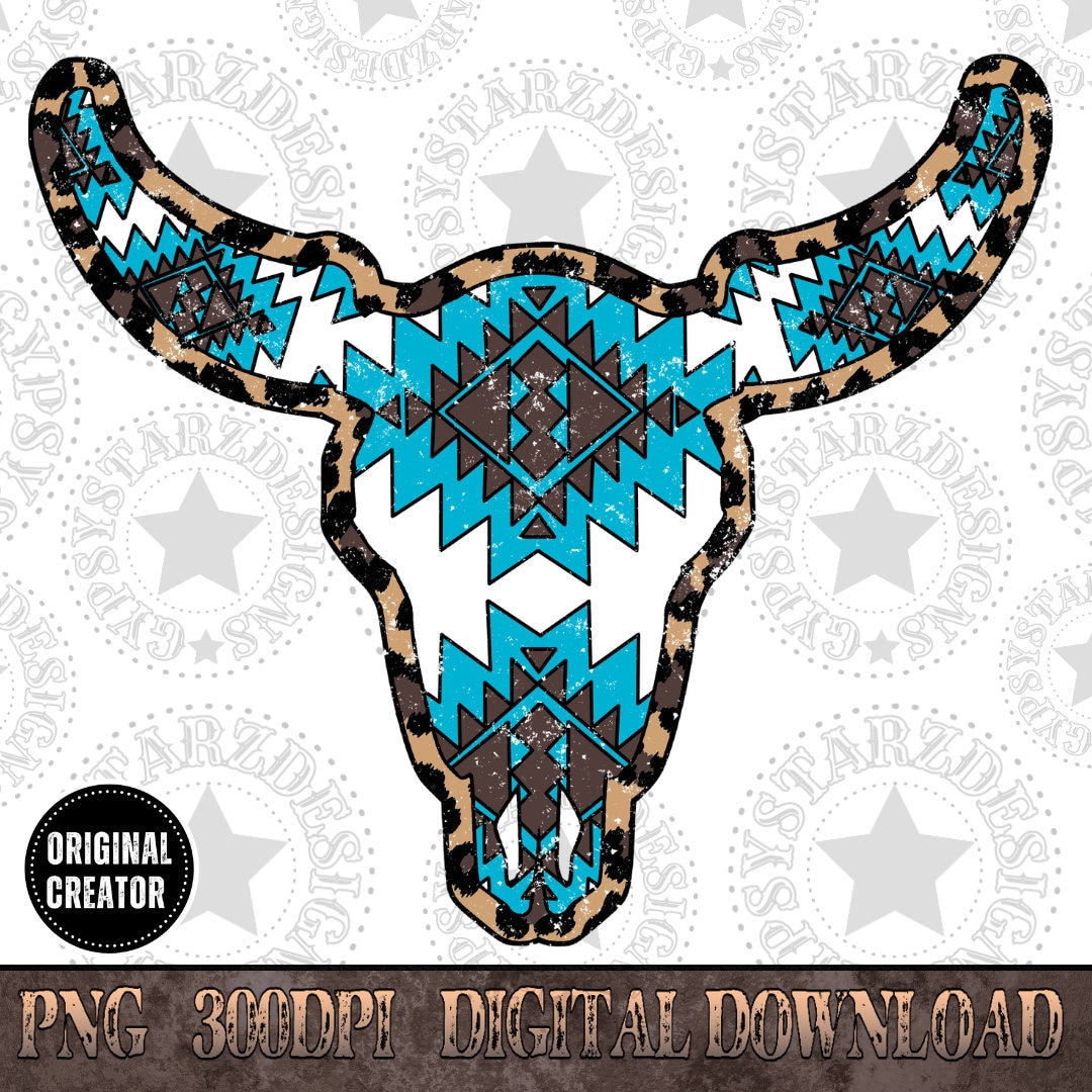 Aztec Bull Skull PNG, Animal Print, Western Shirt Design (digital ...