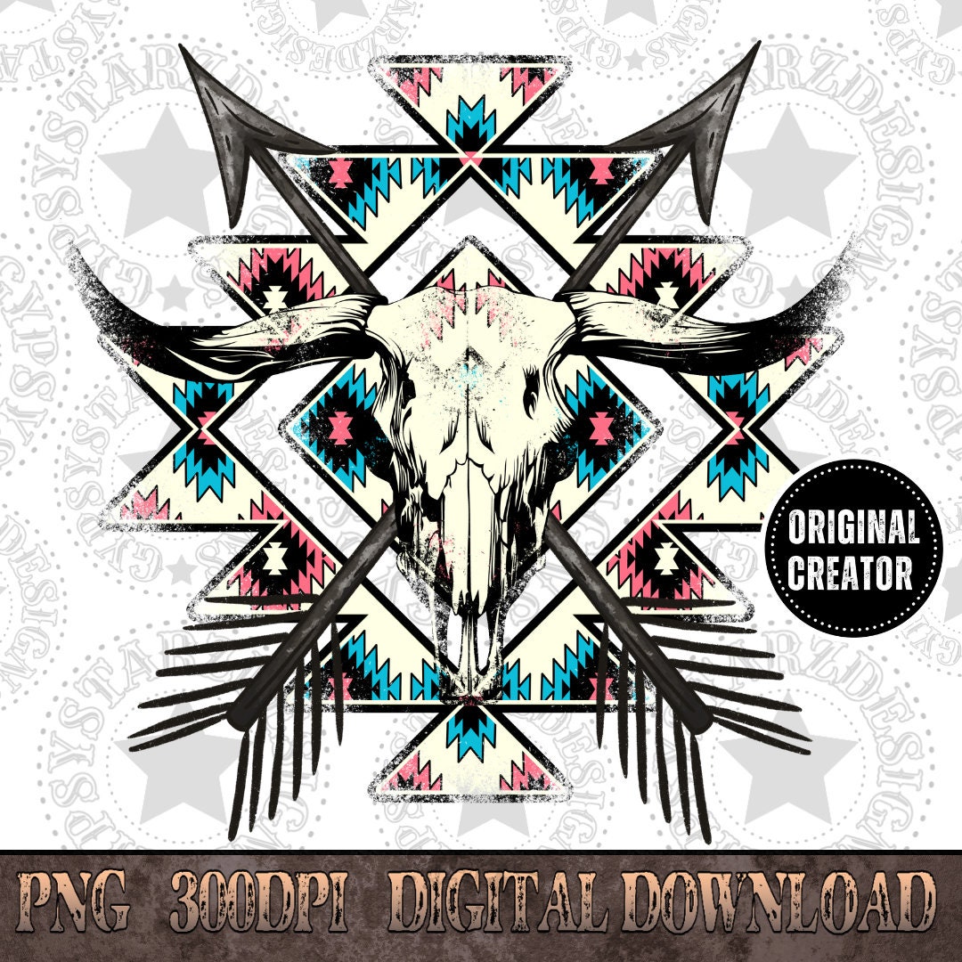 Aztec Western Bull Skull Png, Western PNG, Western PNG, Png File ...