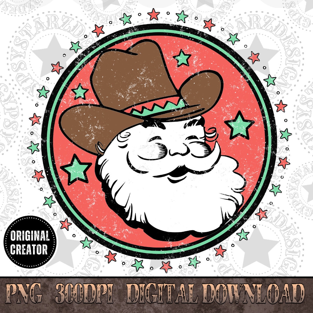 Santa Cowboy PNG, Christmas PNG, Instant Download, Digital Download ...