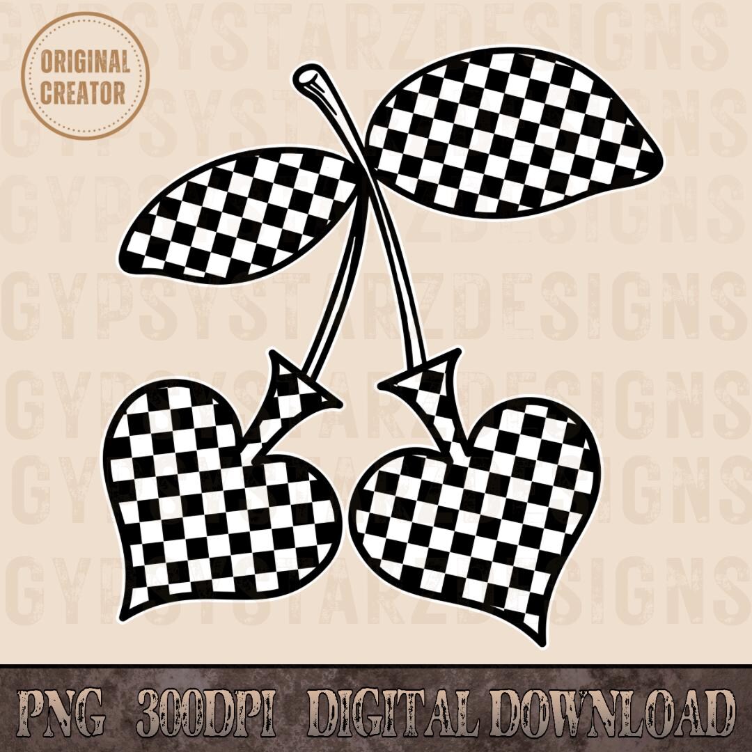 Retro Spade Png, Checkered Print Cherries, Western PNG, Png File ...