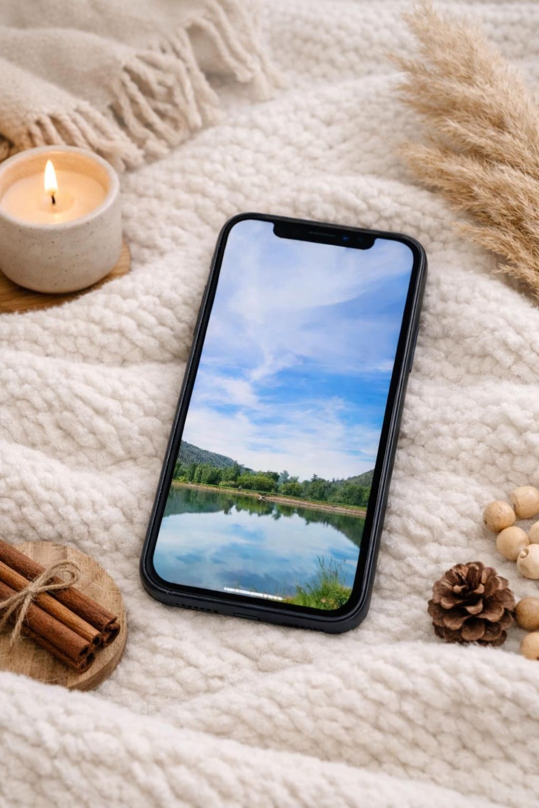Stillwater Sky | Calm Lake Reflection Phone Wallpaper | Blue Sky Nature ...