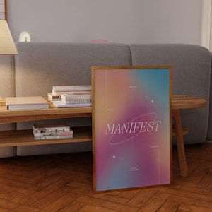 Manifest Wall Art, Colorful Aura Poster, Affirmation Wall Art, Manifest ...