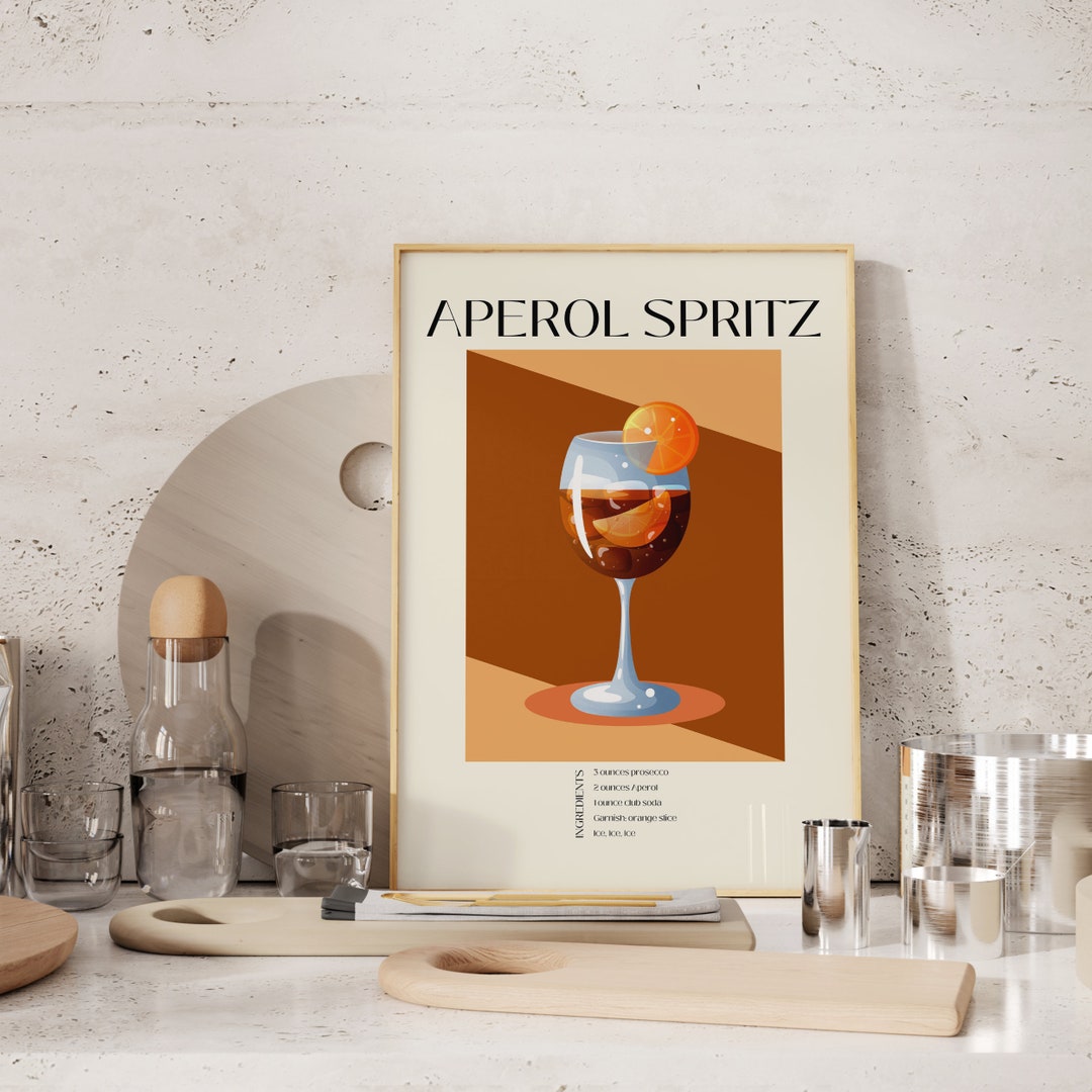 Aperol Spritz Print, Aperol Spritz Poster, Bar Cart Decor Cocktail ...