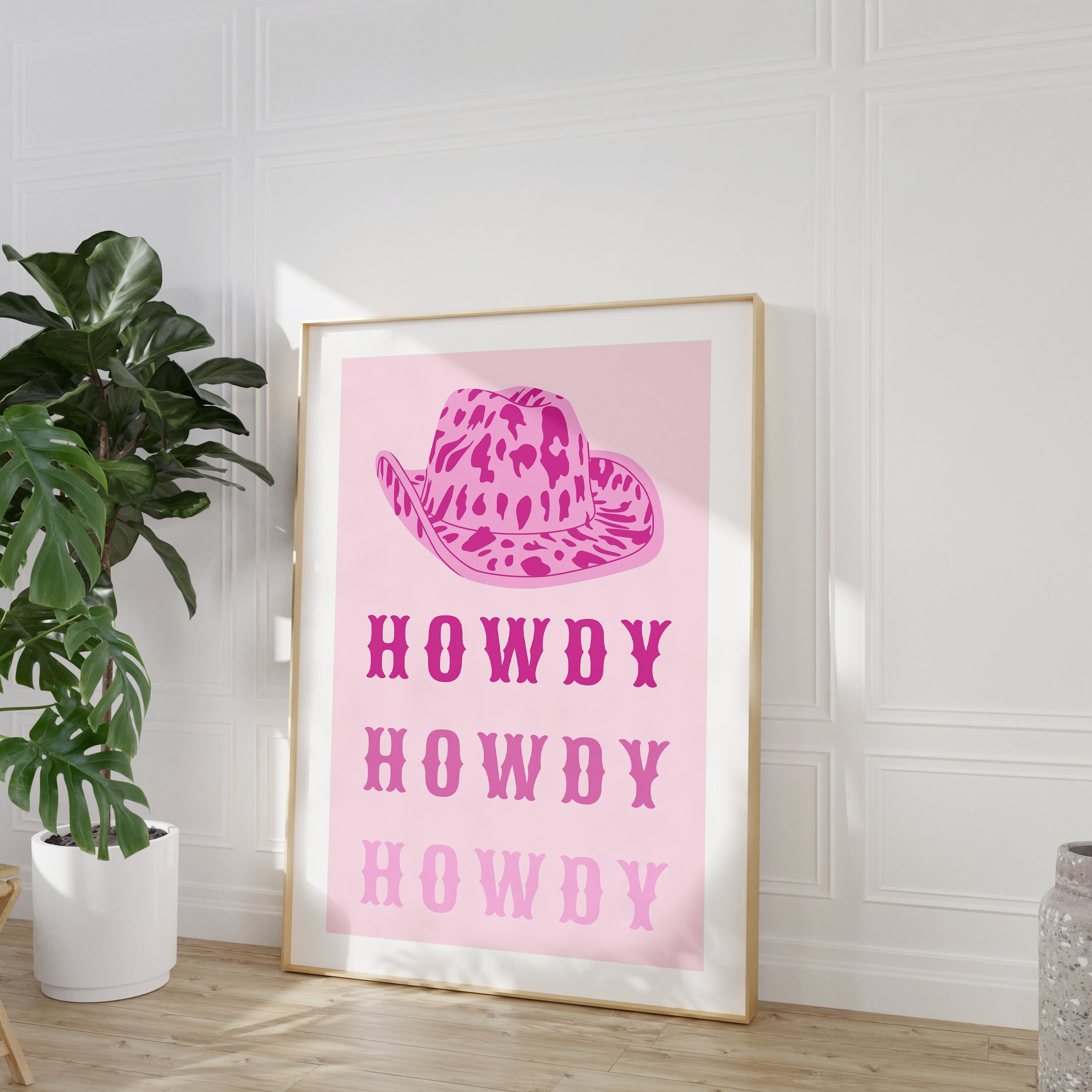 Pink Preppy Room Decor Wall Art SET Howdy Sign Pink - Etsy