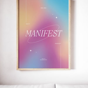 Manifest Wall Art, Colorful Aura Poster, Affirmation Wall Art, Manifest ...