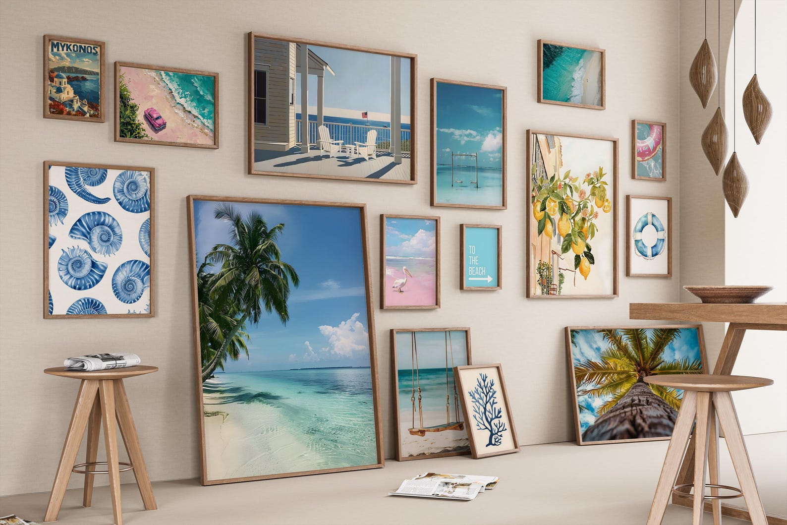 1000+ Coastal Bundle Poster, Printable Boho Beach Gallery Wall Art ...